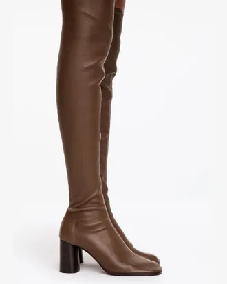 Arket Overknee-Stiefel Aus Stretchleder -Braun