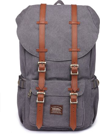 KAUKKO Vintage Rucksack Damen Herren Schön Baumwolle Daypack mit Laptopfach für 14 Zoll Notebook für Schule, Uni, 22.4 L