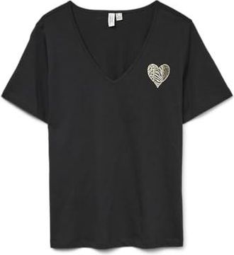 Vero Moda Neck Vmflorita S/S T-Shirt à col en V JRS Btq, Noir, XL Femmes