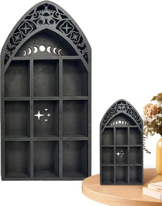 Generico Luna Wandregal 20 x 40 cm, Halterung aus Holz, Design mit Aussparungen f&uuml;r Sterne, Mond und Sonne, dekorative Aufbewahrung