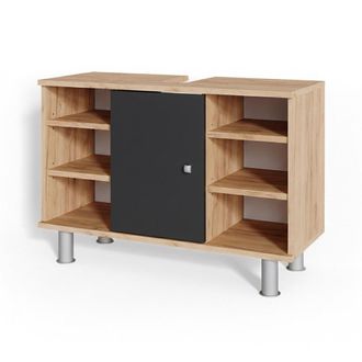 Vicco Waschbeckenunterschrank Anthrazit Fynn 80x54x32 cm - Unterschrank f&uuml;r das Badezimmer, Praktische Ablage f&uuml;r Handt&uuml;cher, Putzmittel & Pflegeprodukte
