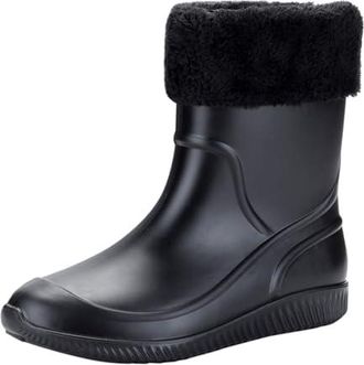 Generic Bottes De Pluie Courtes Hommes Peluche Coton Chaudes Amovible Lavable Imperm&eacute;ables Jardin Boots Travail Cuisine Chaussures De Pluie Antid&eacute;rapantes Cao