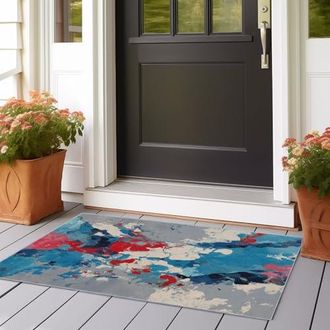 Generic Bleu Tapis Doux et Moelleux, Abstrait Blocs de Couleur Texture Tapis Design &agrave; Poil Ras Doux pour Salle &agrave; Manger Chambre Adulte et Ado 140 x 200 cm