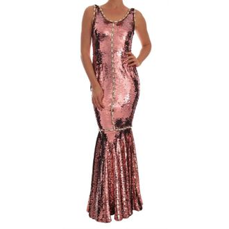 Dolce & Gabbana Rosa Pailletten Kristallkleid - - Dresses - Damen - Rosa - S