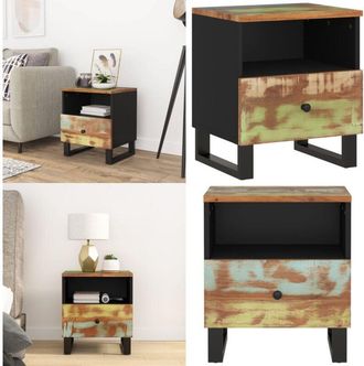 vidaXL Nachttisch Altholz Massiv & Holzwerkstoff - Industrieller Stil - Nachttisch - Altholz Tisch - Vintage Nachttisch - Wohnzimmer Dekoration - Home &