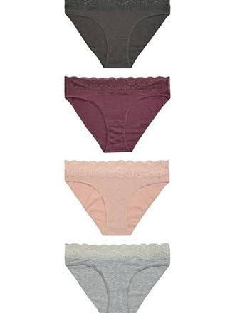 Next Femme Culotte &eacute;chancr&eacute;e en Dentelle, Lot de 4 Gris chin&eacute;/Rose/Prune 40