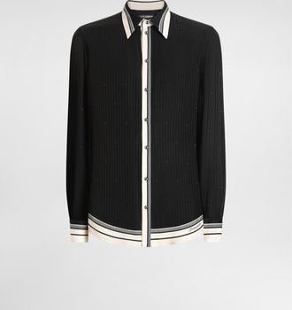 Dolce & Gabbana Logo And Stripe-print Jacquard Martini Shirt - Mann Hemden Multicolor 37