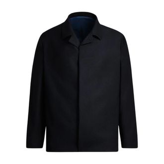 Kiton Veste Minimaliste en Laine avec Fermeture Dissimul&eacute;e - Homme - Vestes - Noir - Taille: M