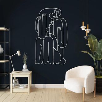 Generic Metall-Wandkunst, Metalldekor, modernes Linienkunst-Dekor f&uuml;r Paare, Moderne Wohndekoration (Silber, 31x53|79x135 cm)