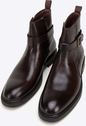 Wittchen Herren-Chelsea-Boots aus Leder mit Schnalle, Braun, Naturleder