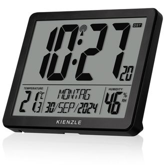 Kienzle Digitaler Funkwecker XXL Display Temperatur Luftfeuchtigkeit 2 Weckzeiten automatische Hintergrundbeleuchtung Schlummerfunktion