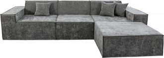 Habitat et Jardin Modulares Einzelsofa mit Ottomane Lusso aus strukturierten Stoff - 4-Sitzer - Grau