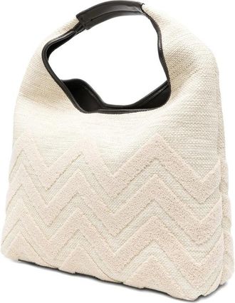 Missoni Zigzag-Quilted Calf Leather Tote Bag - Beige