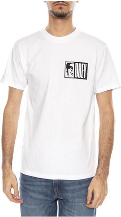 Obey Homme, Tops, Blanc, Taille: S T-shirt ras du cou