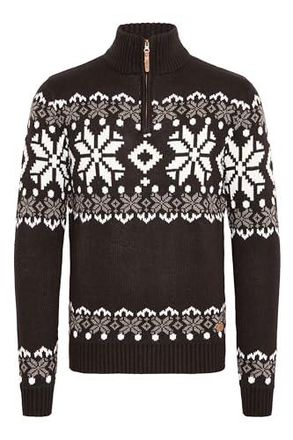 Solid SDNorwin Homme Pull en Maille Troyer Grosses Mailles avec col Montant Regular Fit, Taille:XL, Couleur:Black (9000)