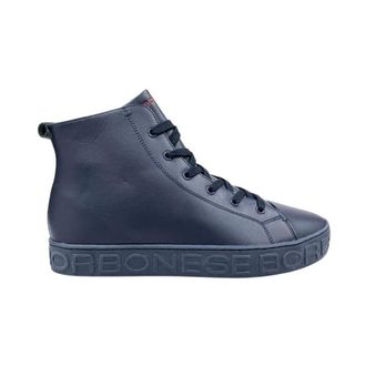 Borbonese Homme, Chaussures, Bleu, Taille: 42 EU Baskets en cuir v&eacute;ritable avec lacets