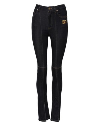 Dolce & Gabbana Womens Blue Cotton High Waist Skinny Denim Jeans Clothing