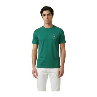 Calvin Klein Jeans Homme, Tops, Vert, Taille: L T-shirt en coton &agrave; manches courtes et col rond