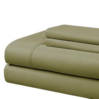 Cathay Home Essentials Bettlaken-Set, ultraweich, hypoallergen, knitterfrei, doppelt gebürstete Mikrofaser, Salbei, voll