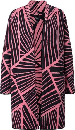 Ulla Popken Strickjacke Long-Strickjacke grafisches Muster Schalkragen