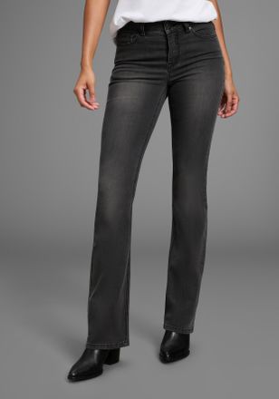 Arizona Bootcut-Jeans ARIZONA Shaping, Damen, Gr. 17, K + L Gr, grau (dunkelgrau us), Jeans, Obermaterial: 79% Baumwolle, 19% Polyester, 2% Elasthan, Basic, b