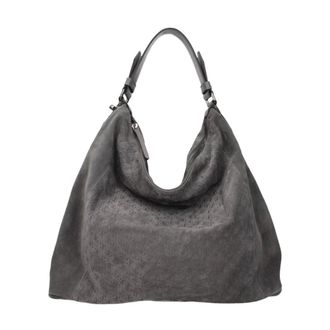 Jimmy Choo London Sac Hobo en Daim avec Monogramme - Femme - Sacs - Gris - Taille: ONE Size