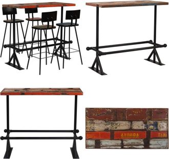 vidaXL Bar-Set 5-tlg. Altholz Massiv Mehrfarbig - Altholzm&ouml;bel - Industrielles Design - Bartisch - Barhocker - Vintage M&ouml;bel - Home & Living