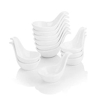 Malacasa S&eacute;rie Ramekin Dish, 12pcs Bols &agrave; Sauce en Porcelaine, 20ml Bols &agrave; Tapas et Sauces, Coupelle &agrave; Trempette Sauce Pour Tapas, Trempette, Sushi, Confiture,