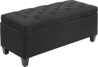 HOMCOM Sitzbank Polsterbank mit Stauraum Truhenbank Flur Schlafzimmer Wohnzimmer leinenartiges Polyester Gummiholz Schwarz 100 x 40 x 44 cm - Homcom