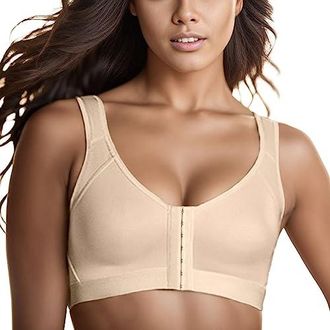Generic 2026 Soutien-gorge pour femme avec bretelles correctives et boutons sur le devant confortables avec bretelles en maille, beige, XL