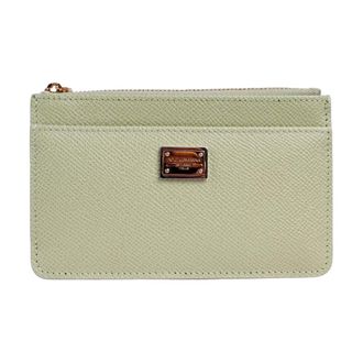 Dolce & Gabbana Femme, Accessoires, Vert, Taille: ONE Size Porte-cartes en cuir de veau Dauphine