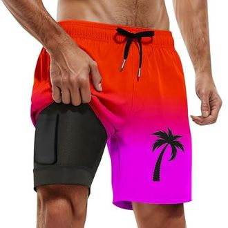 Generic Maillot de bain d&eacute;t&eacute; &agrave; manches courtes pour homme avec imprim&eacute; animal Capybara Mental State, rouge, 3XL