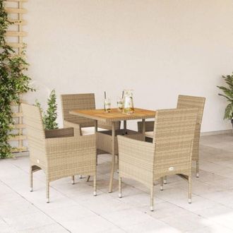 vidaXL Vidaxl - Ensemble à manger de jardin et coussins 5pcs beige rotin acacia