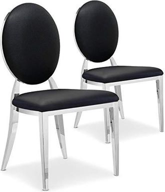 Menzzo Sofia Set mit 2 Medaillon St&uuml;hlen mit Kunstlederbezug, Schwarz