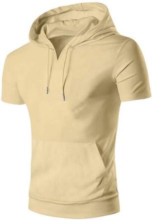 Generic T-shirts à capuche pour homme | T-shirts à col en V avec cordon de serrage | T-shirt à capuche à manches courtes | Sweat à capuche décontracté dété dé