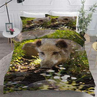 Generic Wildschwein Bettw&auml;sche 200x220 Wildschwein Bettw&auml;sche Set, 3D Bettbezug Set Weich Microfaser Bettbez&uuml;ge 3 Teilig Tier Wendebettw&auml;sche f&uuml;r Doppelbett, 