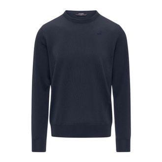 K-Way Blauer Merinowolle Rundhals Pullover - - Knitwear - Herren - Blau - S