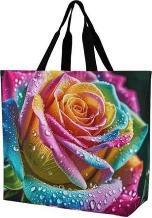 Generic Roses Color&eacute;e Avec De LEau Sac Fourre-Tout R&eacute;utilisable Sacs De Courses D&eacute;contract&eacute; Sac Cabas Pour Travail Shopping Voyage