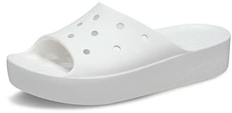 Crocs Femme Classic Slide | Platform Sandals, White, 38 EU