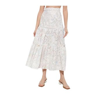 IXIAH Maxirock mit Bestickten Blumen - - Skirts - Damen - Wei&szlig; - 2XS