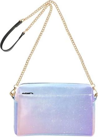 HMZXZ Sac à bandoulière abstrait licorne arc-en-ciel pour femme, sac à main en cuir, petit sac à main à bandoulière, violet et rose