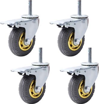 Generic 4er-Set Lenkrollen f&uuml;r Schwerlast-M&ouml;belwagen, Gummirollen, Mobile Rollen, 360&deg; drehbar, Transport-Industrierollen, Ersatzr&auml;der, Stange M14 x 60 mm (Br