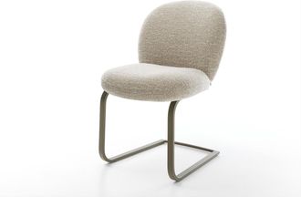 DELIFE Freischwinger Nube-Flex Webstoff Soft Beige Freischwinger flach Effektfinish Titan Taschenfederkern, Esszimmerst&uuml;hle