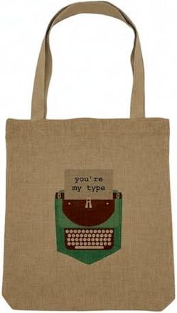 Fabulous Sac Shopping Tote Bag Aspect Lin - Pocket Youre my type Typewriter Drawing Love - Sac de Courses Toile Epaisse 360g Beige Naturel Cabas Port&eacute; Epaule S