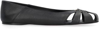 Ferragamo Womens Leather Ballet Flats Black Calfskin Ballerina Shoes