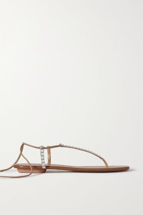 Aquazzura Midnight Zehensandalen Aus Glanzleder Mit Verzierungen - Neutral