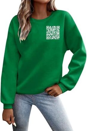 Generic Pull à capuche à manches longues imprimé à col rond pour femme 2026, Vert, XL