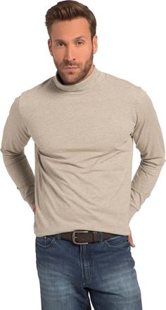 JP1880 Herren, Gro&szlig;e Gr&ouml;&szlig;en, Langarmshirt, Rollkragen, Melange-Jersey