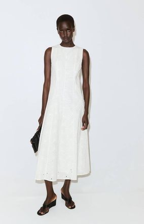 Mango Robe &eacute;vas&eacute;e ajour&eacute;e et brod&eacute;e blanc - Femme - XS - MANGO