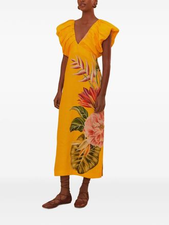 Farm Rio robe mi-longue à fleurs - Orange